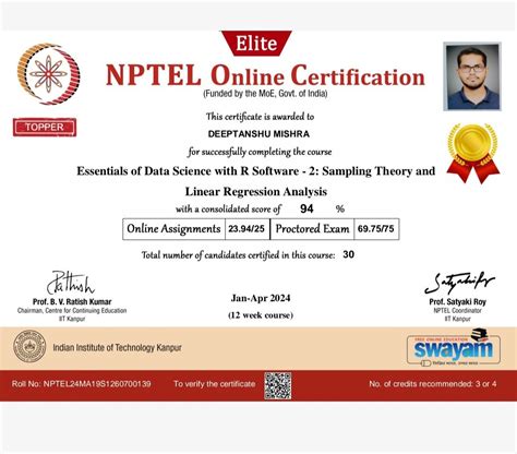 deeptanshu mishra on linkedin nptel datascience rprogramming iitk