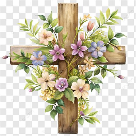 수채화 꽃 클립 아트 일러스트와 함께 나무 십자가 꽃 십자가 클립 아트 수채화 십자가 꽃 꽃과 십자가 클립 아트 Png 일러스트 및 이미지 에 대한 무료 다운로드