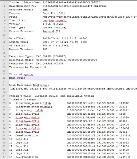 Symbolicating A Crash Report B4x Programming Forum