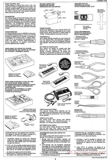 Tamiya 58184 Manual Fighter Buggy RX RCScrapyard Radio Controlled Model Archive