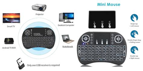 Mini I8 2 4GHz Backlit Wireless Keyboard With Touchpad Mouse For Smart Android TV Box TV Box