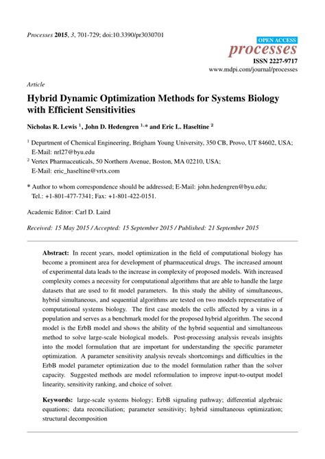 Pdf Hybrid Dynamic Optimization Methods For Systems Biology With