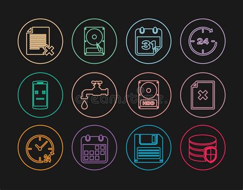 Set Line Database Protection Delete File Document Calendar Water Tap Dead Mobile Hard Disk