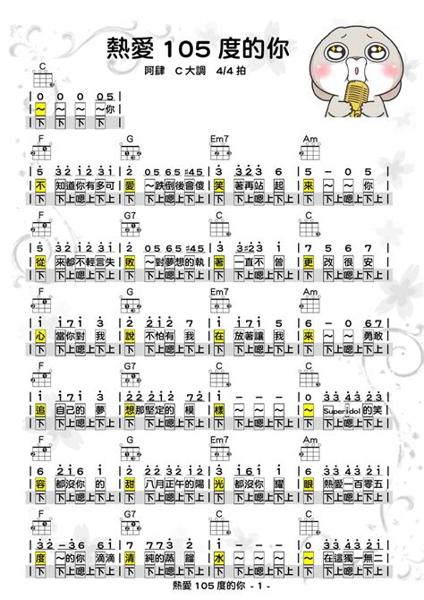 阿肆 熱愛105度的你 Sheet By 簡志嘉