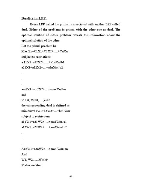 the relationship between primal and dual linear programming problems a summary of duality