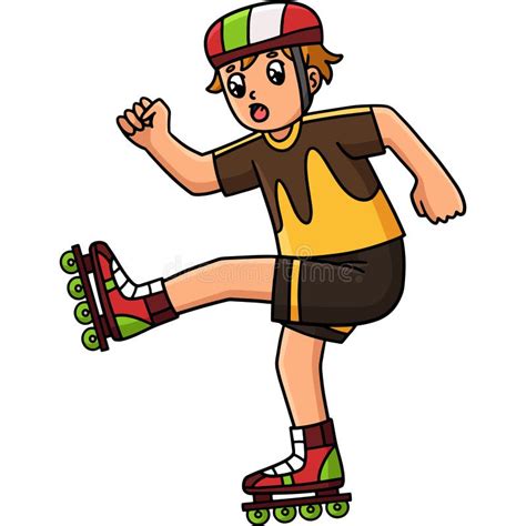 Inline Skater Boy Cartoon Colored Clipart Stock Vector Illustration
