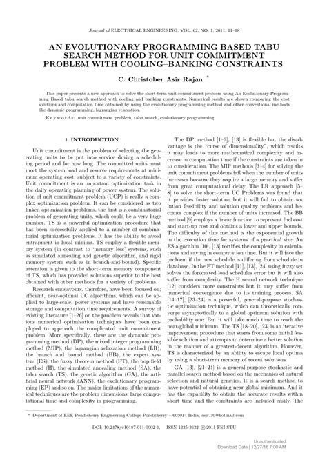 Pdf An Evolutionary Programming Based Tabu Search Method For Unit