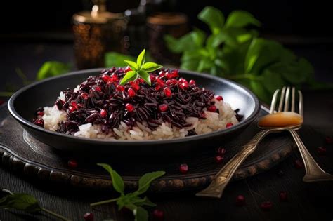 Premium Ai Image Forbidden Rice Dinner Recipe Food Photography