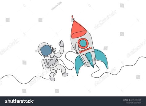 One Continuous Line Drawing Spaceman Astronaut Stock Vector Royalty Free 2194993315 Shutterstock