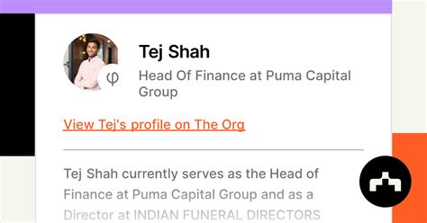 Tej Shah Head Of Finance At Puma Capital Group The Org