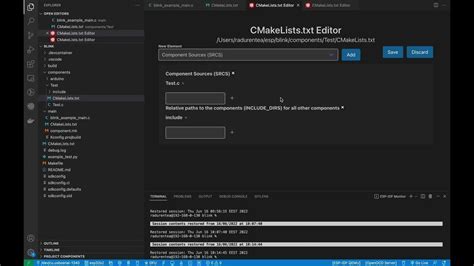 esp idf vscode extension tutorial 3 cmakelists editor youtube