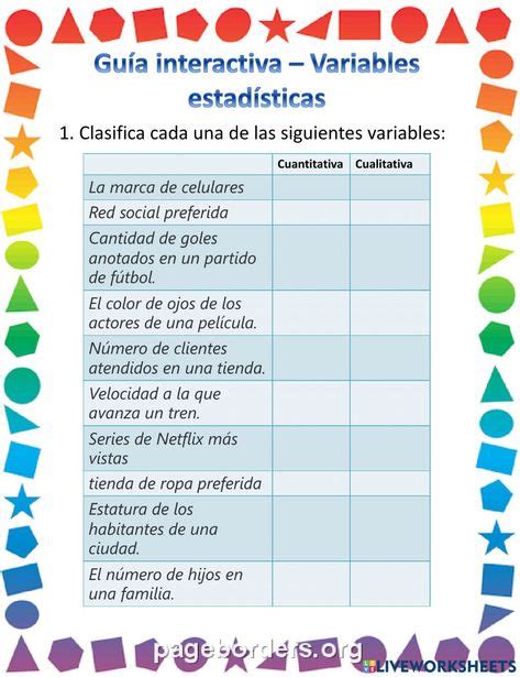 Variable Cuantitativa O Variable Cualitativa Worksheet En 2025 Variables Cualitativas Y