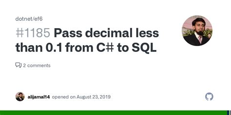 Pass Decimal Less Than 01 From C To Sql · Issue 1185 · Dotnetef6 · Github