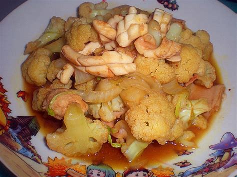 鱿鱼炒花菜 家常 白花菜 大山谷图库