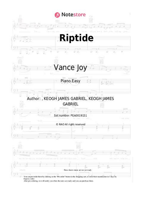 Riptide Vance Joy Easy Piano Sheet Music Note Piano