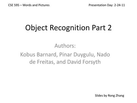 Ppt Object Recognition Part 2 Powerpoint Presentation Free Download