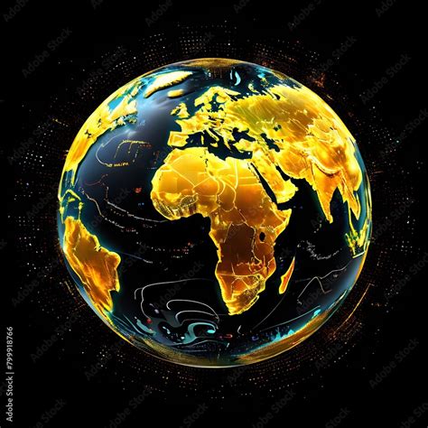 Earth Globe In Binary Code With Cascading In Sequence In The Background