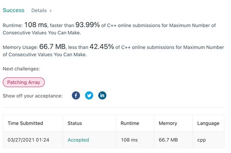 1798 Maximum Number Of Consecutive Values You Can Make Kickstart Coding