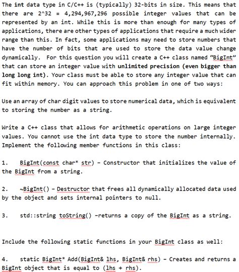 Solved The Int Data Type In C C Is Typically 32 Bits In Chegg Com