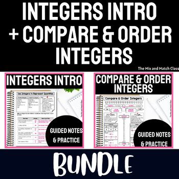 Intro To Integers And Compare And Order Integers Note Sheets And Practice