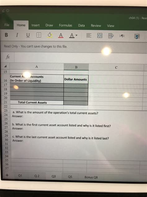 Solved ごㅇ Ch04 1 Read Only File Insert Draw Formulas