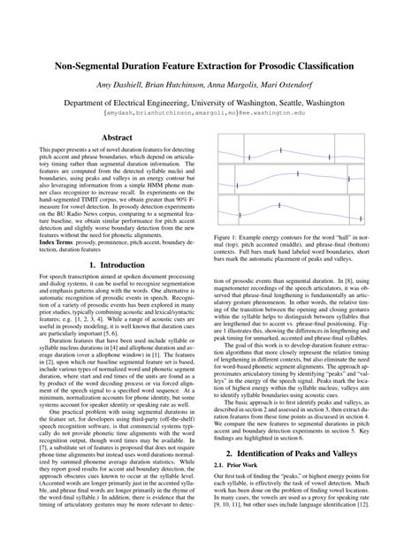 Pdf Non Segmental Duration Feature Extraction For Prosodic Classification