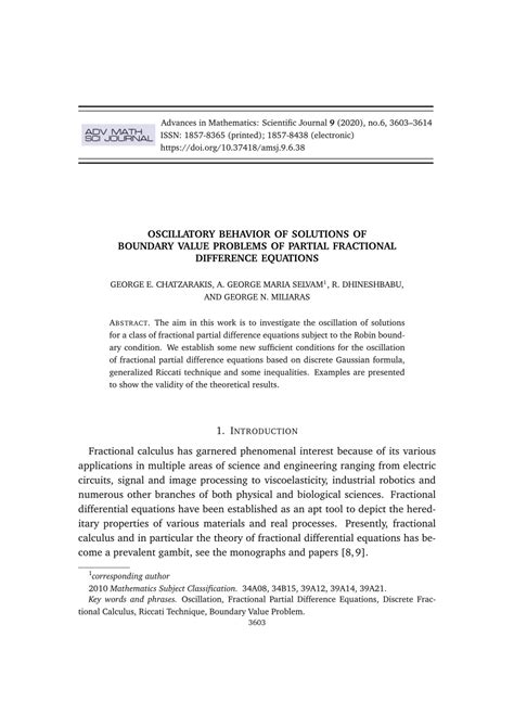 Pdf Oscillatory Behavior Of Solutions Of Boundary Value Problems Of Partial Fractional