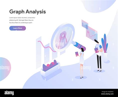 landing page template of graph analysis isometric illustration concept