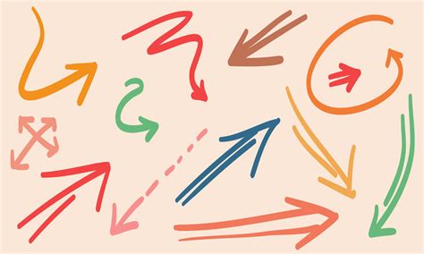 Various Doodle Arrows Colorful With Direction Pointers Shapes And