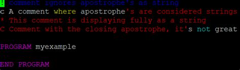 Vimrc Fortran Syntax Highlighting Detecting Apostrophes As Strings