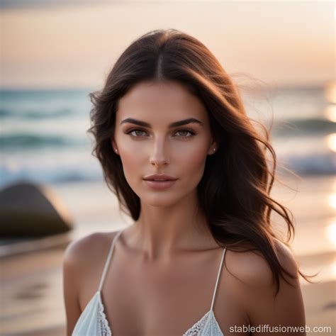 Brunette Model At Beach Scene Stable Diffusion En L Nea