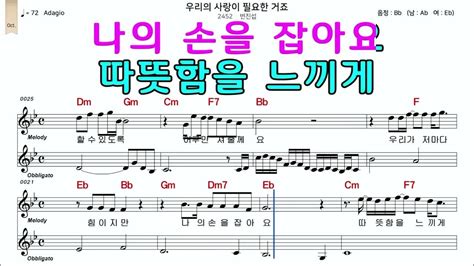 우리의 사랑이 필요한거죠 변진섭 악보와 노래 Youtube