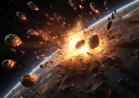premium ai image an artist s rendering of an asteroid collision event