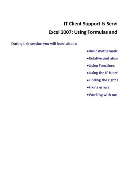 Excel Spreadsheet Calculations 46656 Excel 2010 Formulas Practice