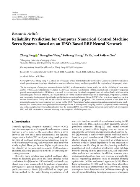 PDF Reliability Prediction For Computer Numerical Control Machine Servo Systems Based On An