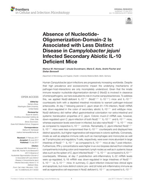 Pdf Absence Of Nucleotide Oligomerization Domain 2 Is Associated With Less Distinct Disease In