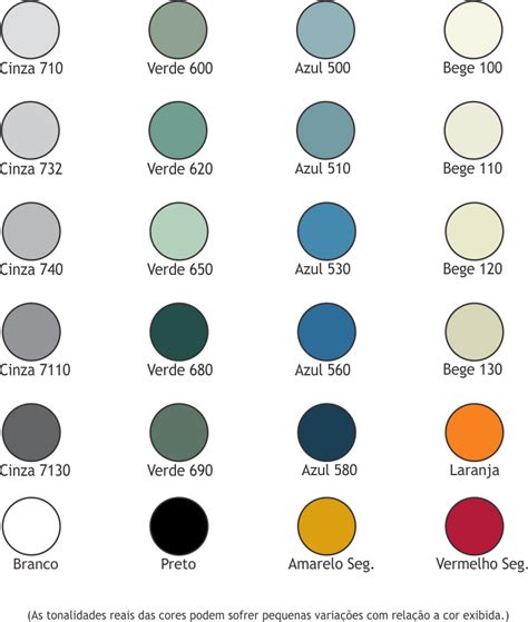 Tabela De Cores Projeto Epoxi