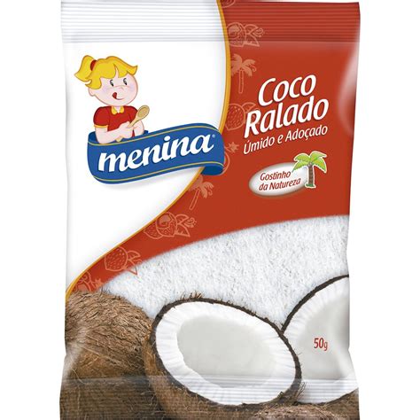 Coco Ralado Úmido E Adoçado 50g Emb C 48 Un Menina Coco E Derivados Efácil