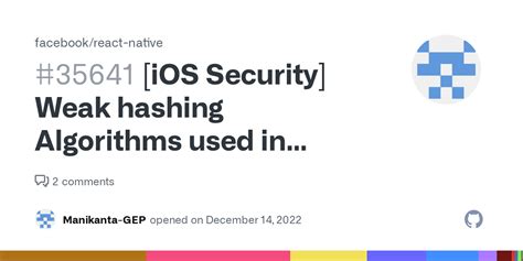 IOS Security Weak Hashing Algorithms Used In React Native Issue 35641 Facebook React