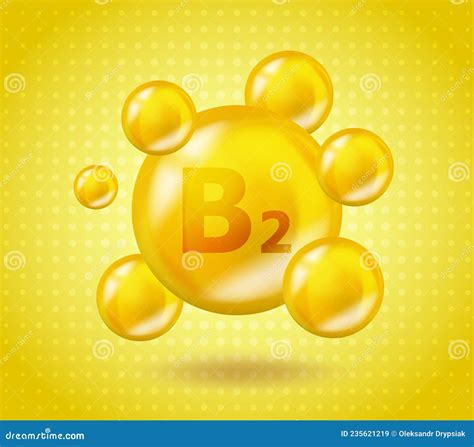 Realistic Vitamin B2 Riboflavin Design Yellow Nutrition Illustration