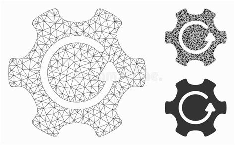 Rotate Gear Vector Mesh Carcass Model And Triangle Mosaic Icon Stock Vector Illustration Of