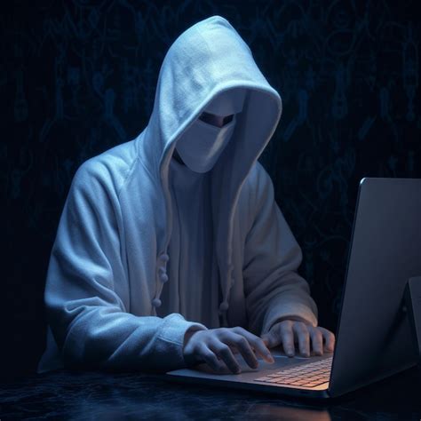 premium photo hacker in a hoodie sitting at his computer