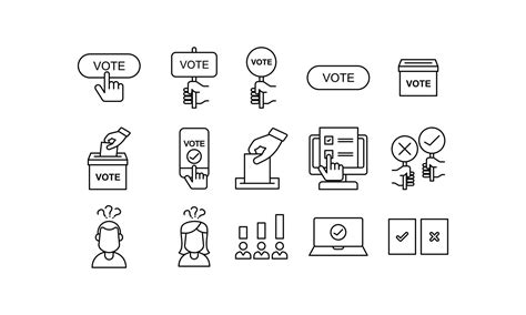 Vote Icon Set Collection Of Voting Symbols Election Ballot Box