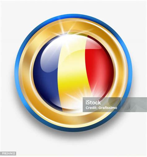 차드 골든 버튼 흰색 절연 플래그 1에 대한 스톡 벡터 아트 및 기타 이미지 1 2018년 3차원 형태 Istock