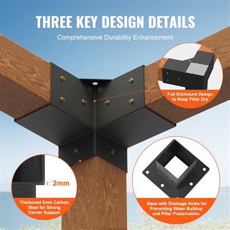 Vevor Pergola Bracket Kit 4x4inner 36x36 8pcs 4pcs 3 Way
