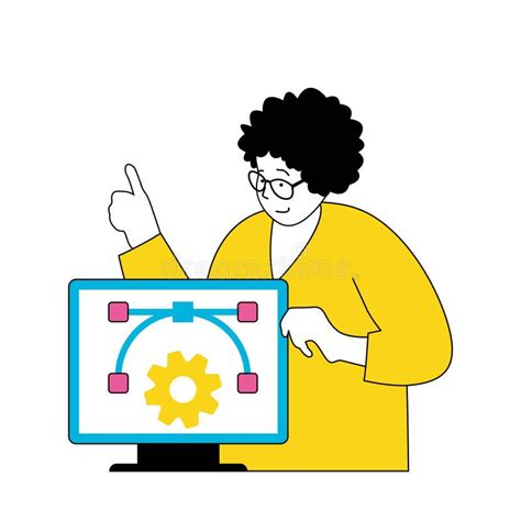 Design Development Concept With Cartoon People In Flat Design For Web