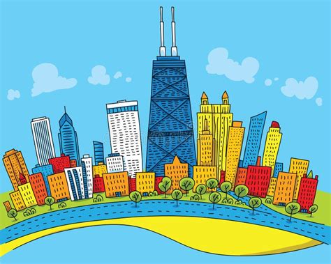 Cartoon Chicago Skyline Stock Illustrations 136 Cartoon Chicago