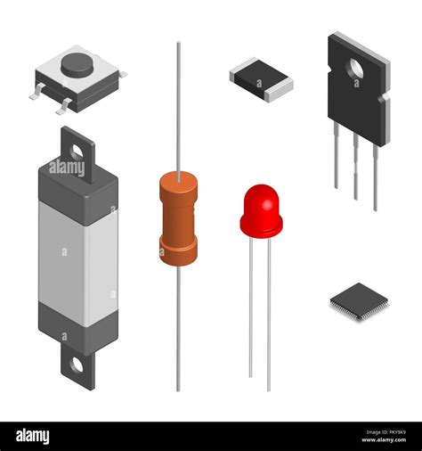 Set Of Different Active And Passive Electronic Components Isolated On