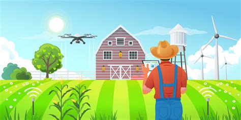 Farmer With Tablet Analyzing Data About Cows Vector Image