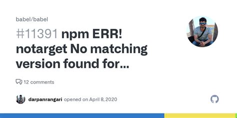 Npm Err Notarget No Matching Version Found For Babelhelper Validator